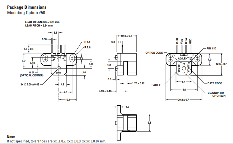 AVAGO HEDS-9740#150 Encoder Optical Sensor 360 DPI